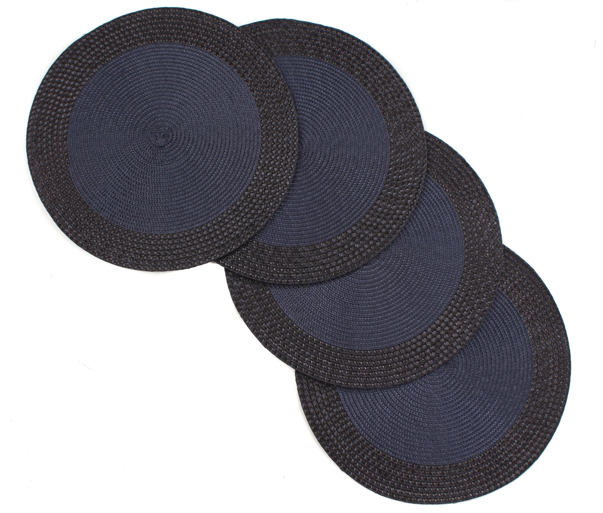 Rome Woven Braided Stitch Edge 15 Inches Round Table Placemats Set of 4 ...