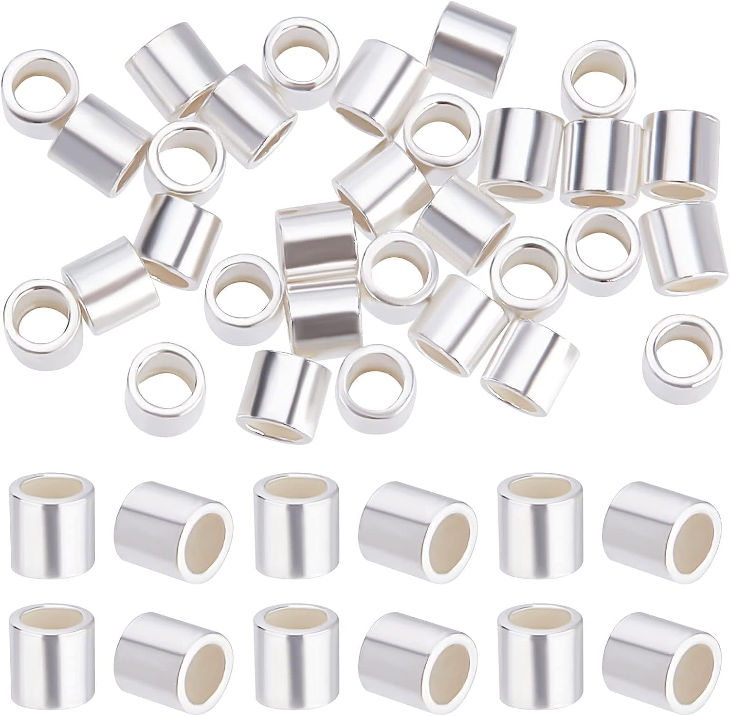 50Pcs/Box Crimp Tube Beads 925 Sterling Silver Crimping Tube Spacers ...