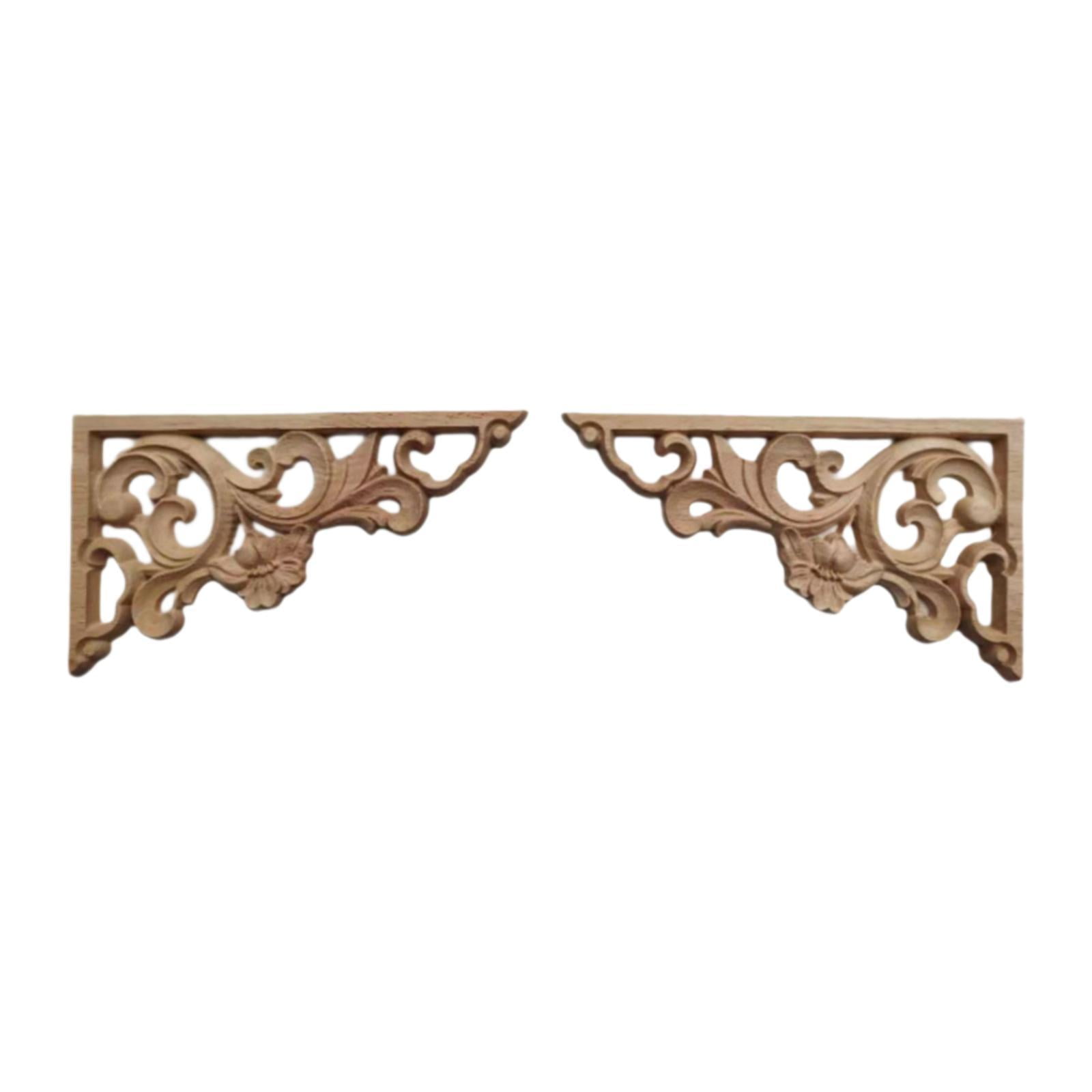 Lipstore 2 Pieces Wood Carved Appliques Corner Onlay Wood Applique for ...