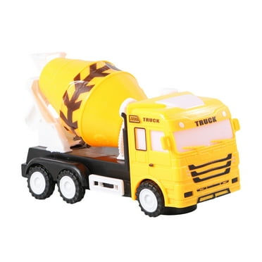 Friction Powered Cement Mixer Truck Toy with Lights and Sound for Kids ...