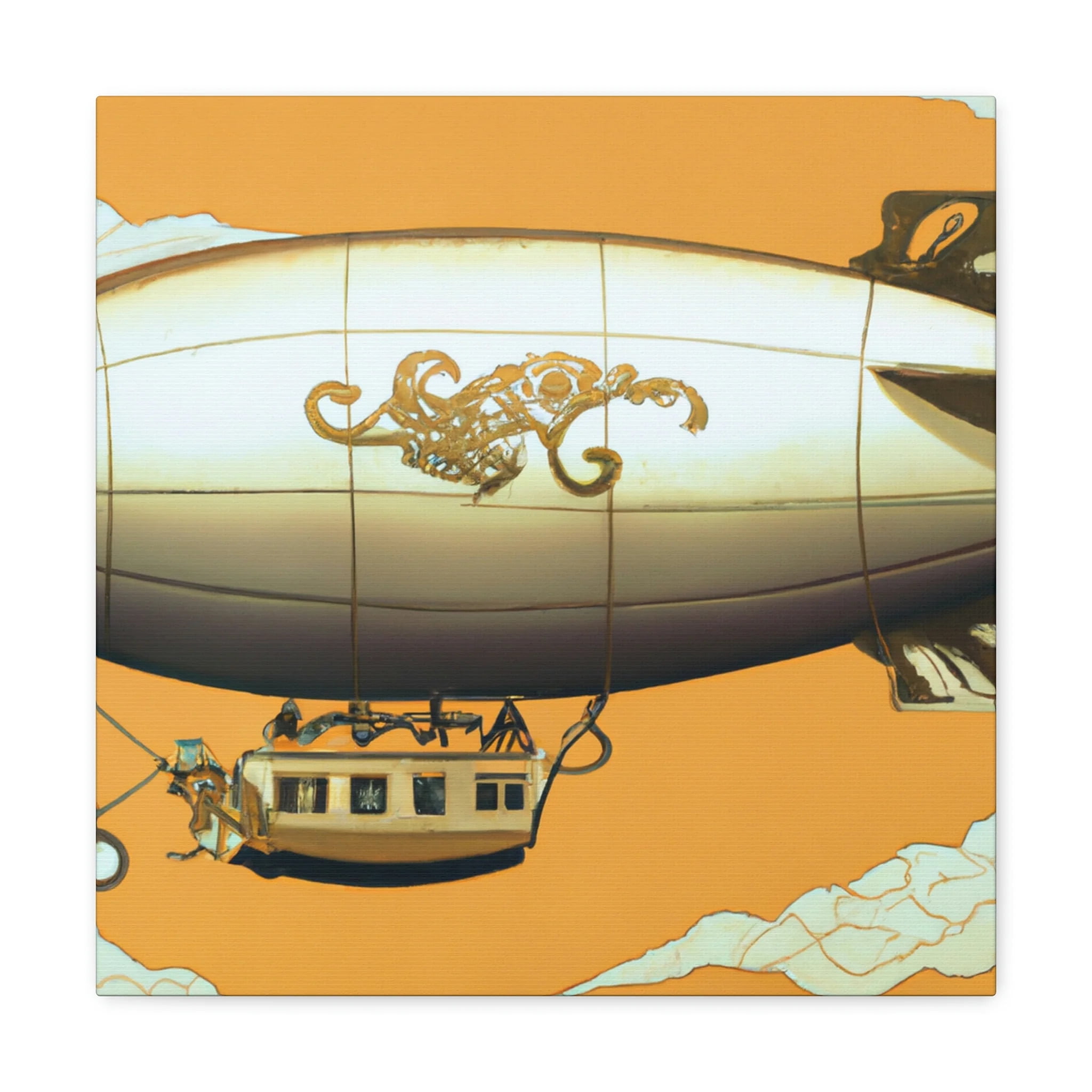 Blimp in Moonlight Sky - Canvas - Walmart.com