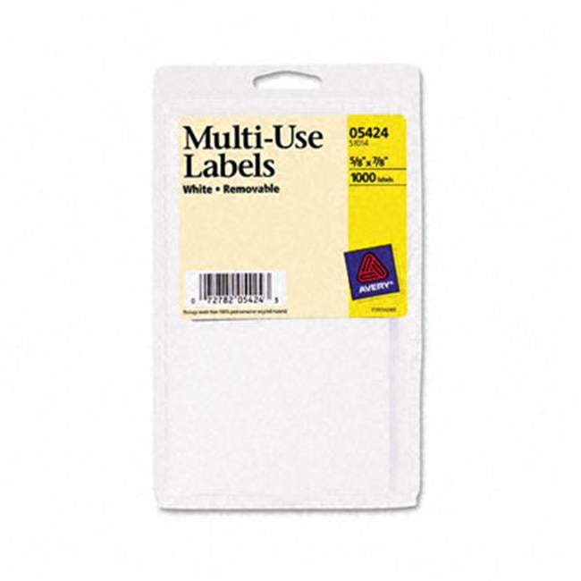 Avery Self-Adhesive Removable Multi-Use Labels- 5/8 x 7/8- White- 1000 ...