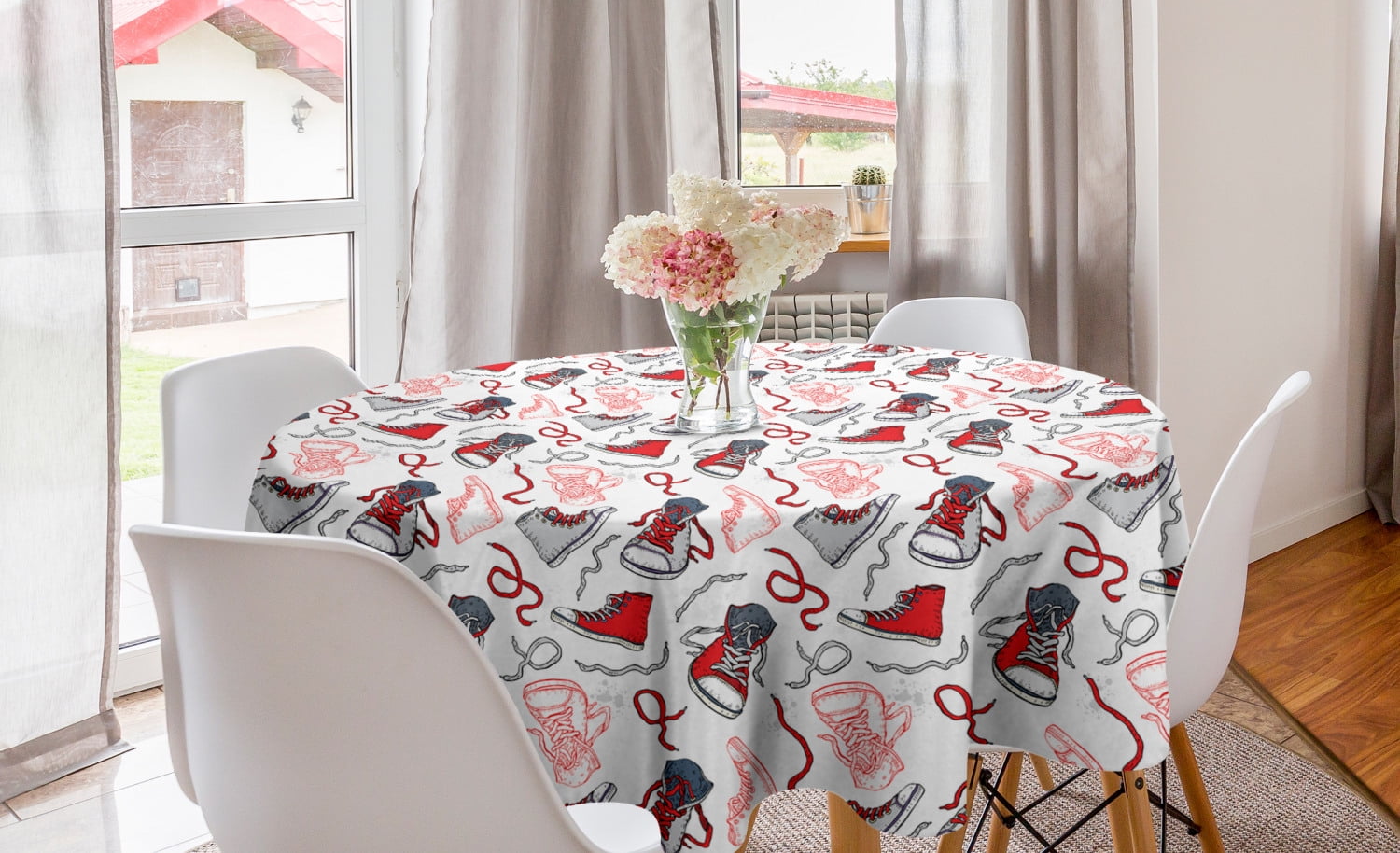 Modern Round Tablecloth, Sport Shoes Sneakers Hobby Casual Fashion ...
