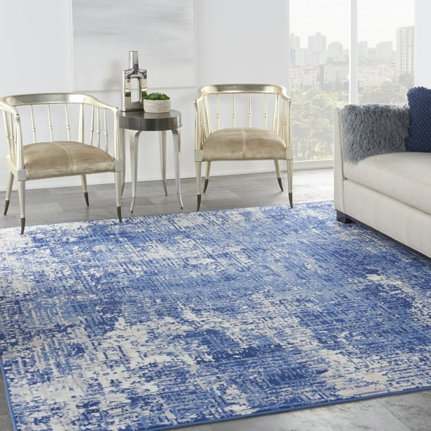 Nourison Whimsicle Artistic Contemporary Blue Ivory 8' x 10' Area Rug ...