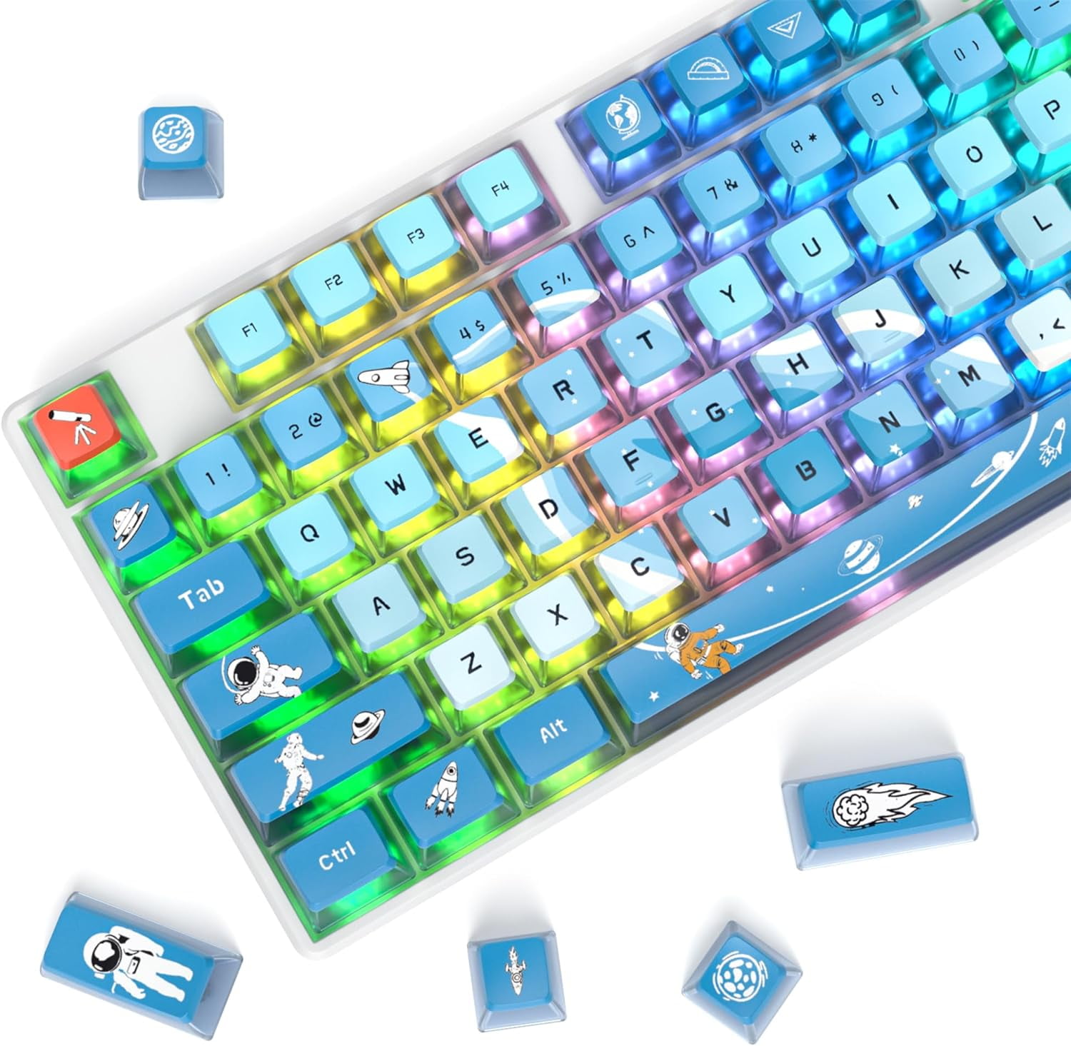 SHIQI-120 Keys ASA Profile PBT Pudding Keycpas Space Keycaps Dye ...