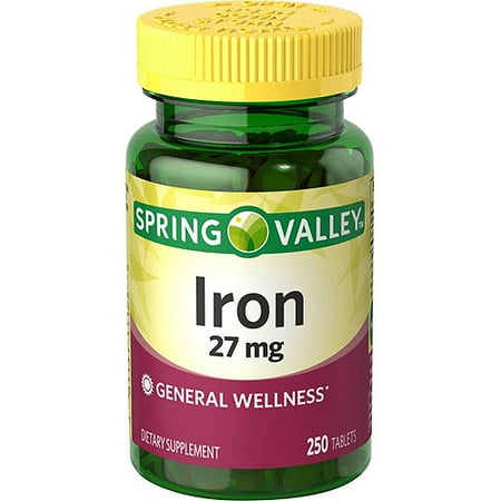 Spring Valley Iron Dietary Supplement Tablets, 27 mg, 250 count ...