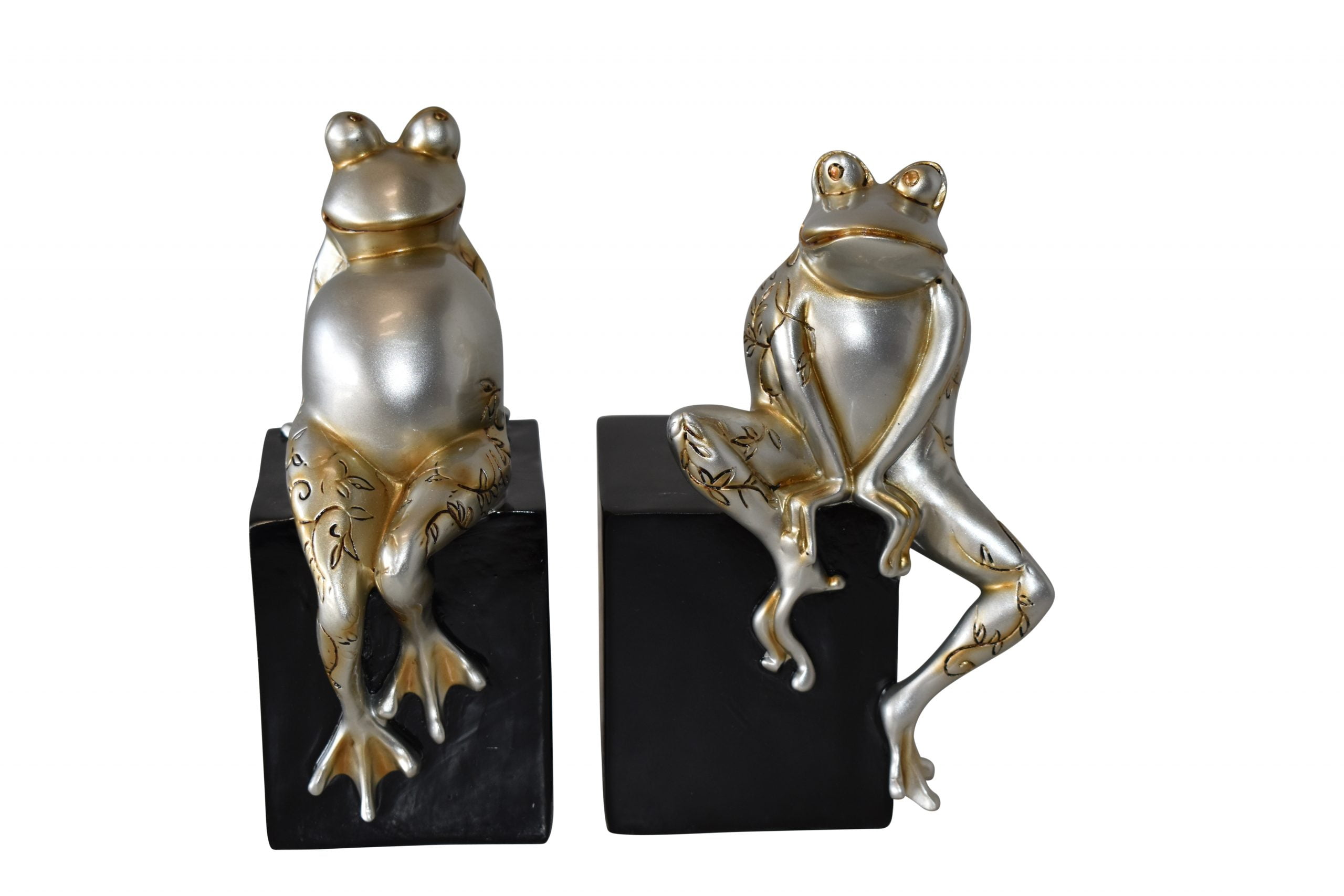 Pair of Happy Frogs Sitting on a Cube Resin Statue Size: 6" x 4" x 9"H ...