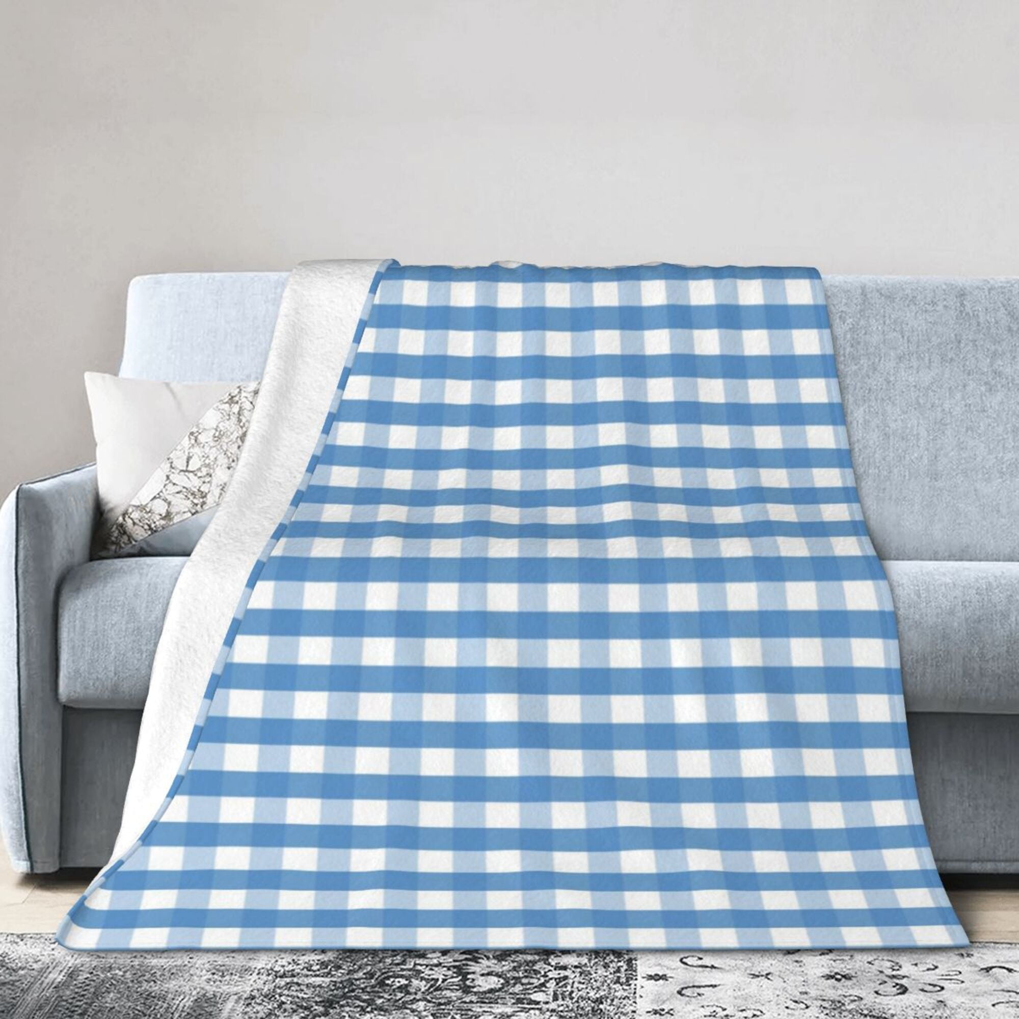 ZICANCN Anti-Pilling Flannel Bed Throw Blankets Blue Pattern Plaid ...
