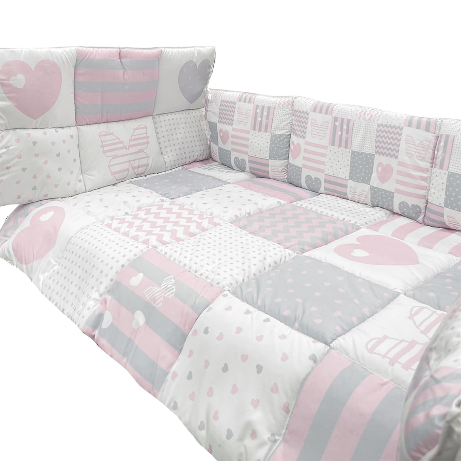 Set Edredón Bebé Polo One Corazones Rosa 100% Poliéster rosa Cama Cuna ...