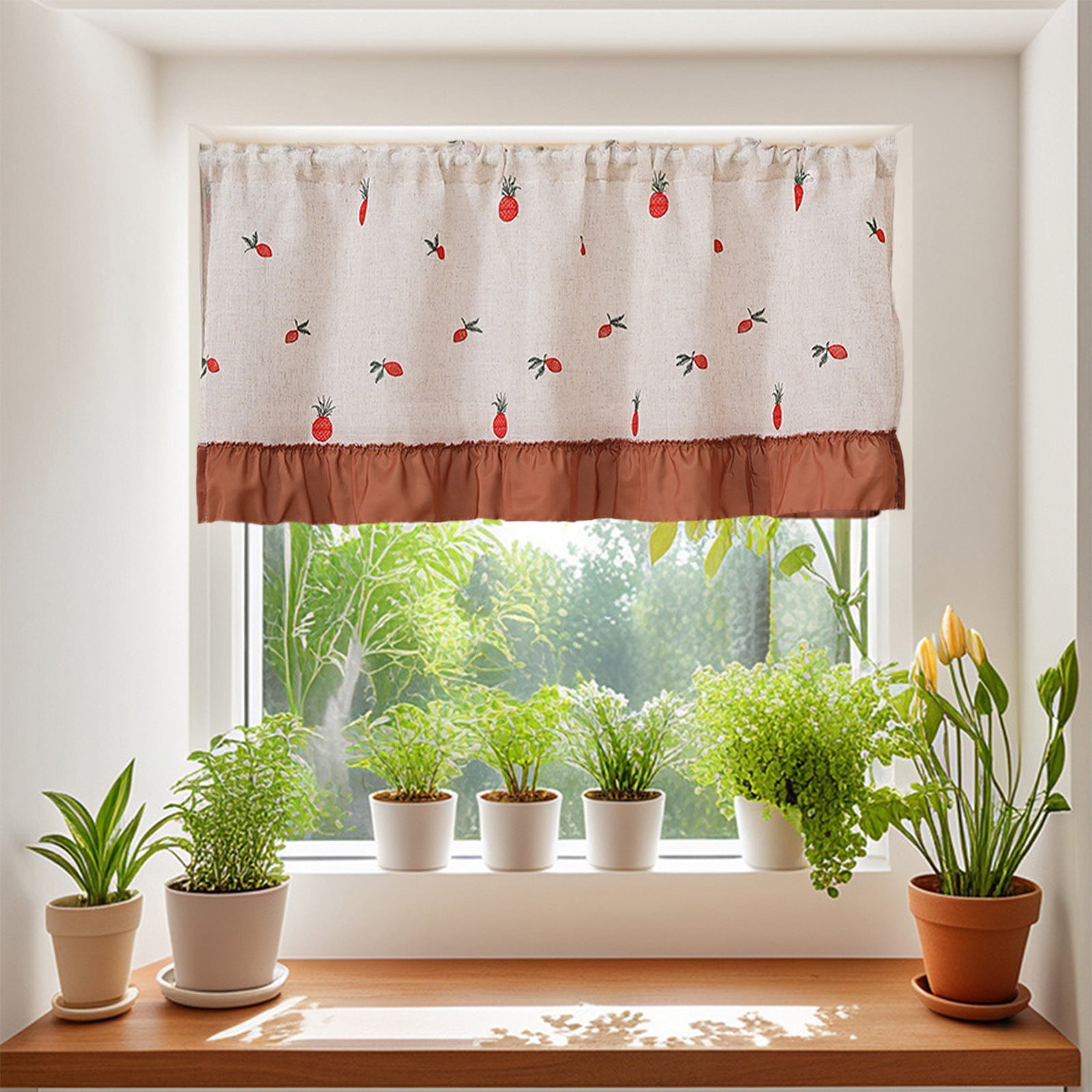 Valance Curtains For Kitchen Window Light Blocking Short Rod Pocket ...