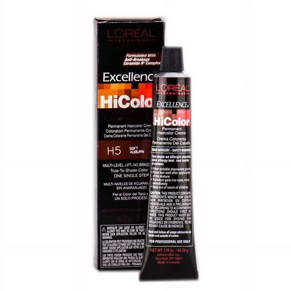 L'Oreal Excellence HiColor Soft Auburn H5, Permanent Hair Color for ...