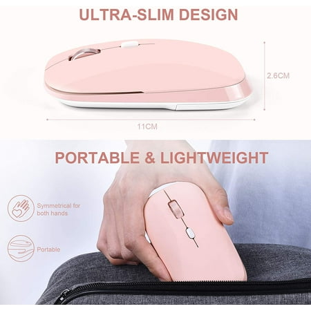 Wireless Computer Mouse, 2.4G Slim Cordless Mouse Less Noise，Portable ...