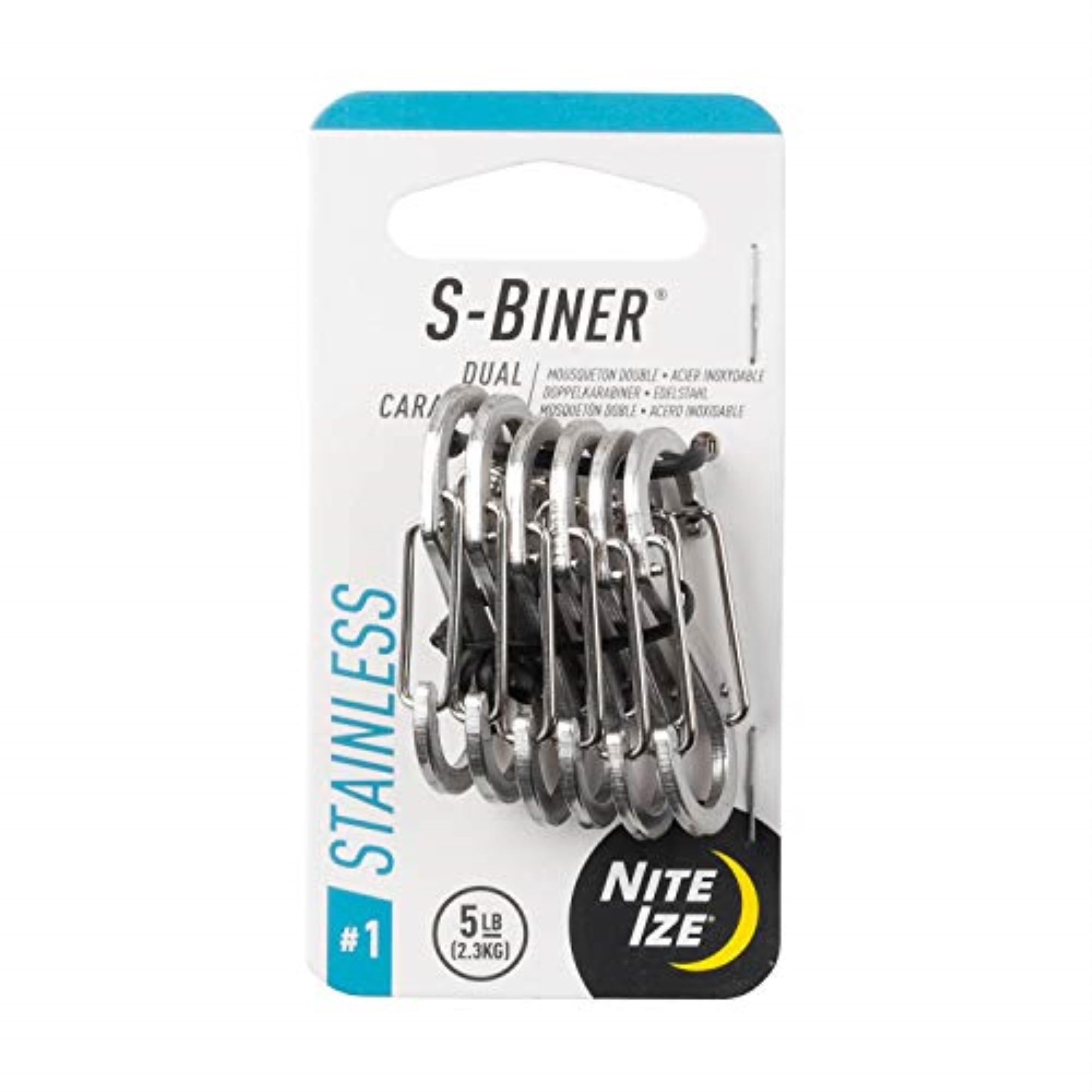 5036280 S-BINER SILVRR SS #1 6PK Nite Ize Stainless Steel Silver Dual ...