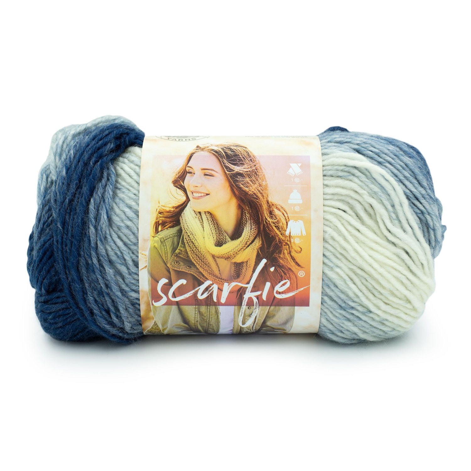 Click here for Lion Brand Scarfie Yarn Blue/Cream #5 Bulky Yarn 1... prices