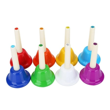 Rdeghly 8-Note Colorful Metal Hand Bell Handbells Set Musical ...