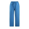 Womens Casual Pants Drawstring Akafmk Capri Pants For Women Wide Leg