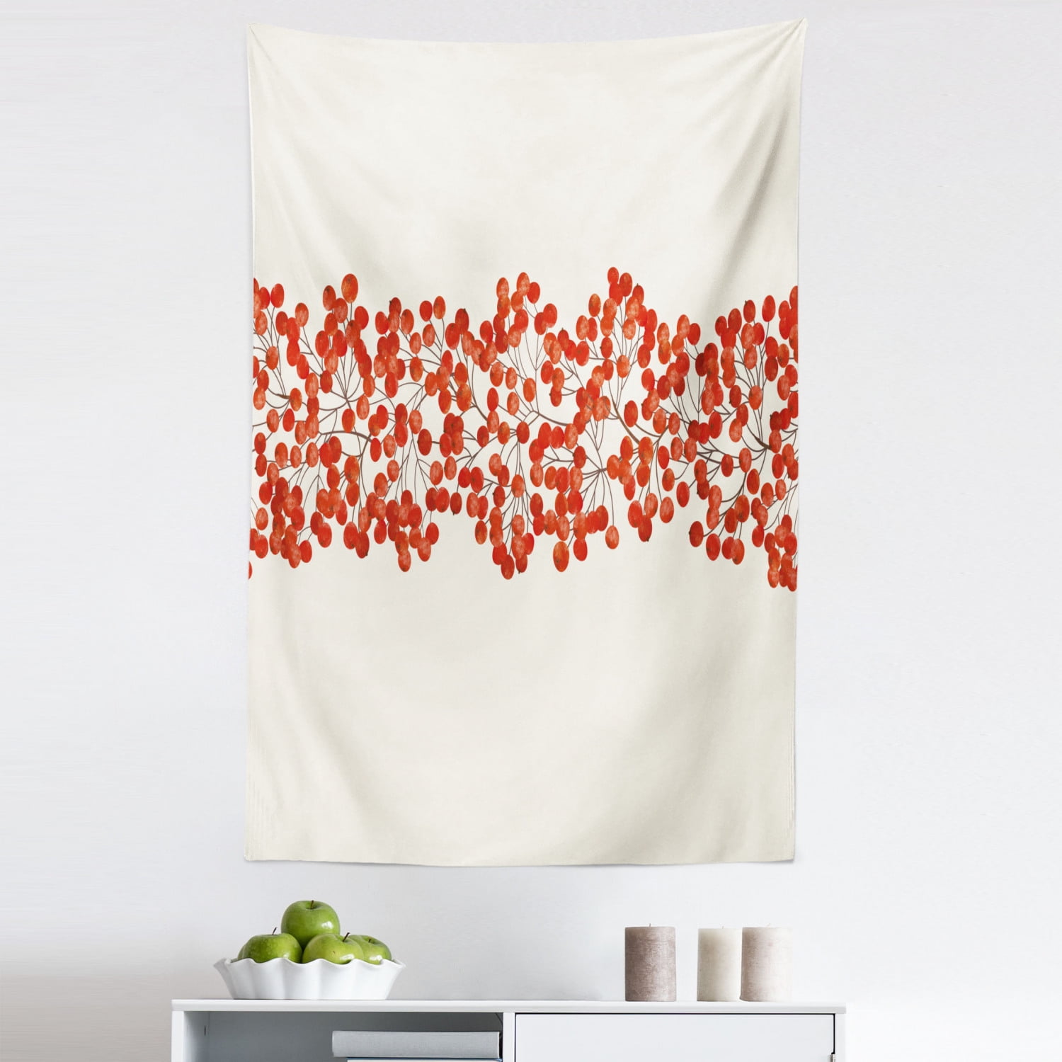 Rowan Tapestry, Border with Wild Red Mountain Ashes on Twigs Hand ...