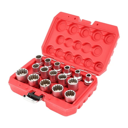 1/2in Dr Spline Socket Spline Sleeve 16pcs 1/2in DR. SAE/METRIC Spline ...