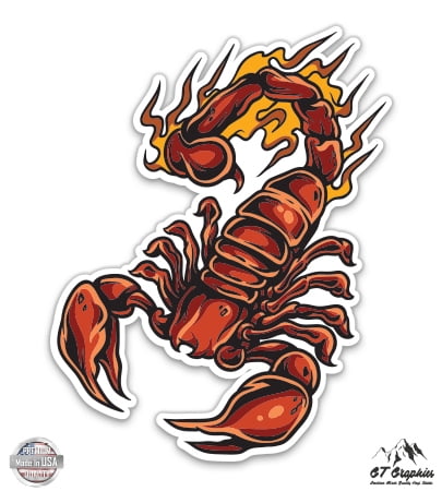 Red Scorpion on Fire - 3" Vinyl Sticker - For Car Laptop I-Pad Phone ...