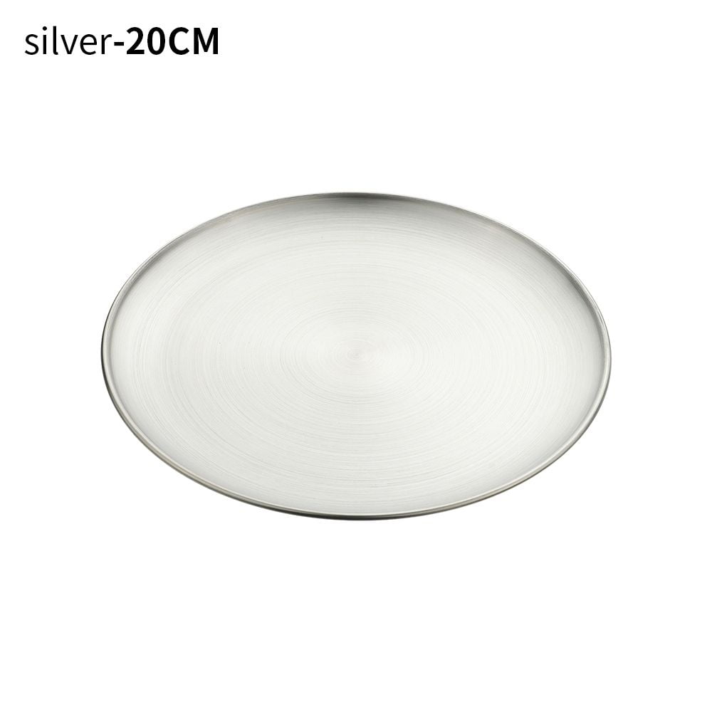 Stainless Steel Gold Silver Cake Dessert Fruit Meat Round Plate Metal ...