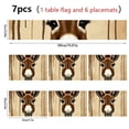 7 Piece Linen Table Runner and Placemats Set, Deer Face Portrait Round ...