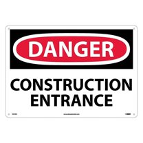 National Marker Construction Entrance 14X20 Rigid Plastic Danger Sign ...