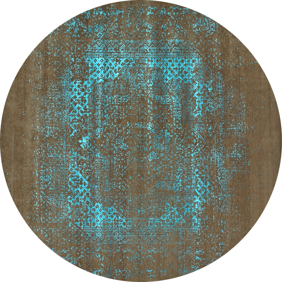 Ahgly Company Indoor Round Oriental Light Blue Industrial Area Rugs, 8 ...