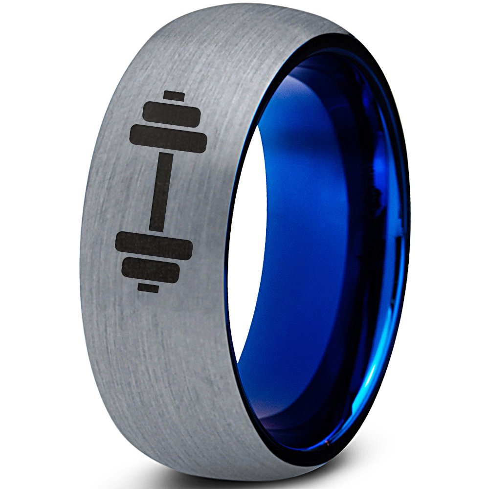 Zealot Jewelry - Tungsten Weightlifting Barbell Weight Band Ring 8mm ...
