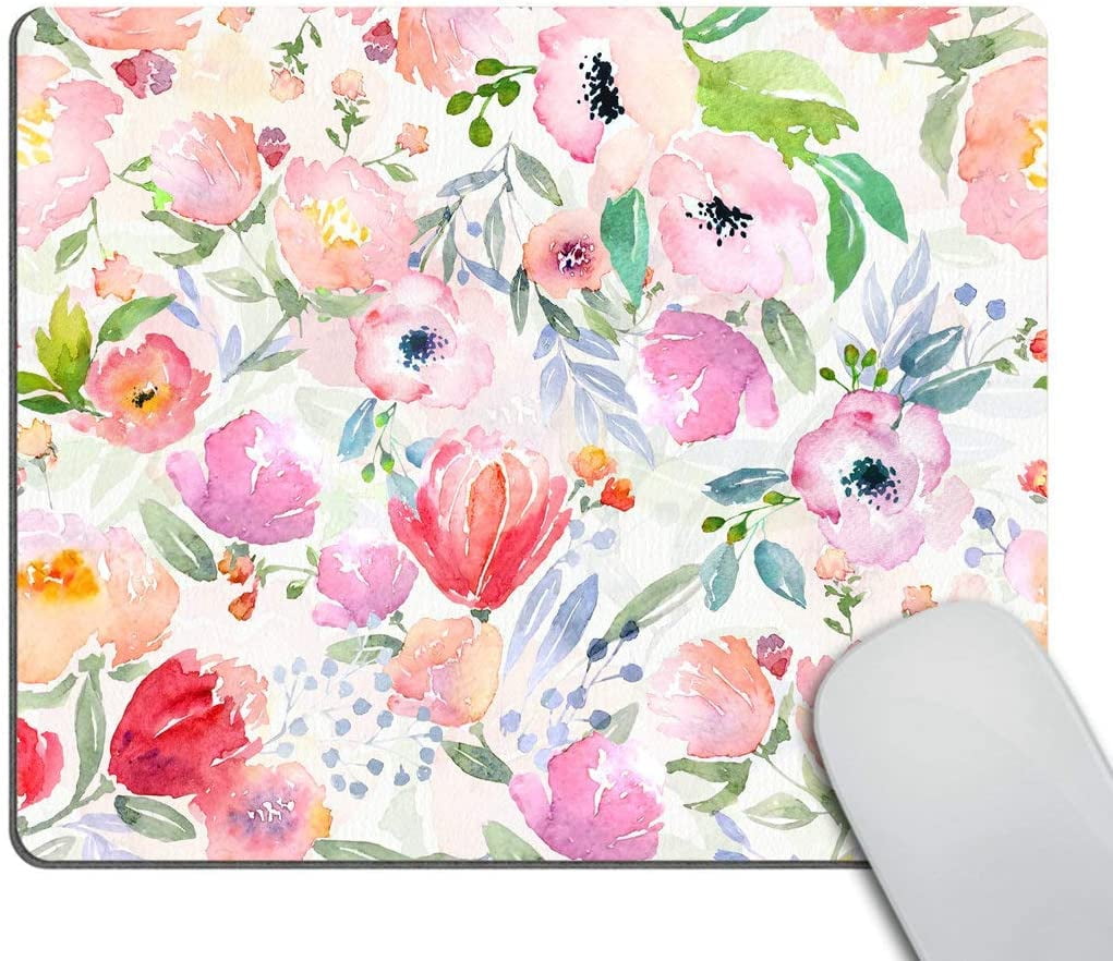 Gorgeous Watercolor Pink Flowers Pattern Decorative Mouse Pad, Colorful ...