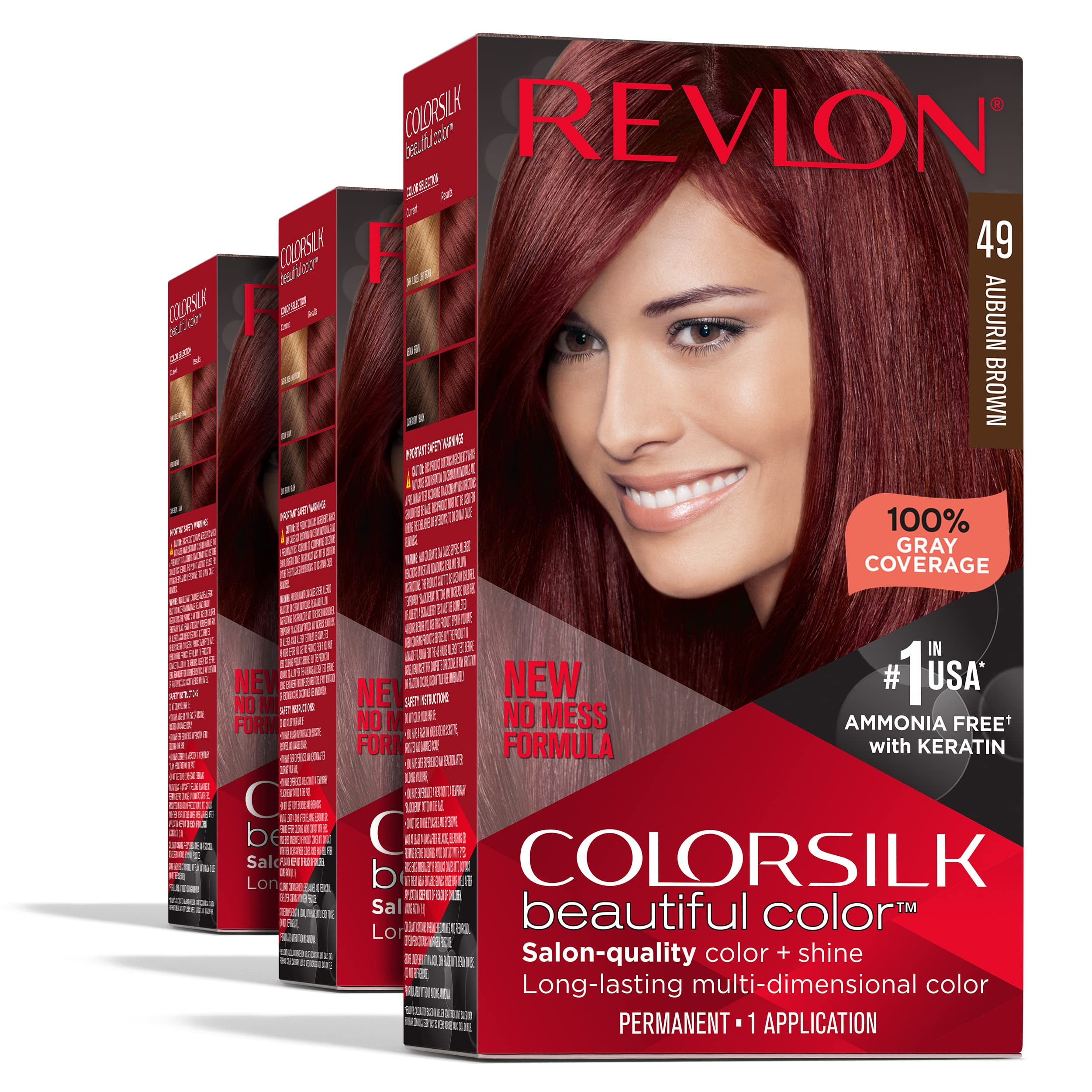 Tinte para el cabello Revlon Colorsilk, rojo permanente, cobertura 100% ...