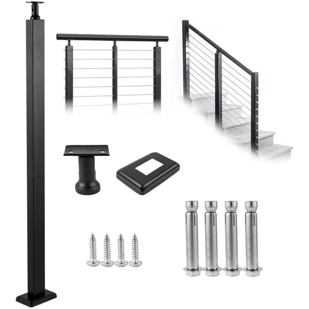 BENTISM Cable Railing Post Deck Railing 42x1x2" DIY Post Without Holes ...