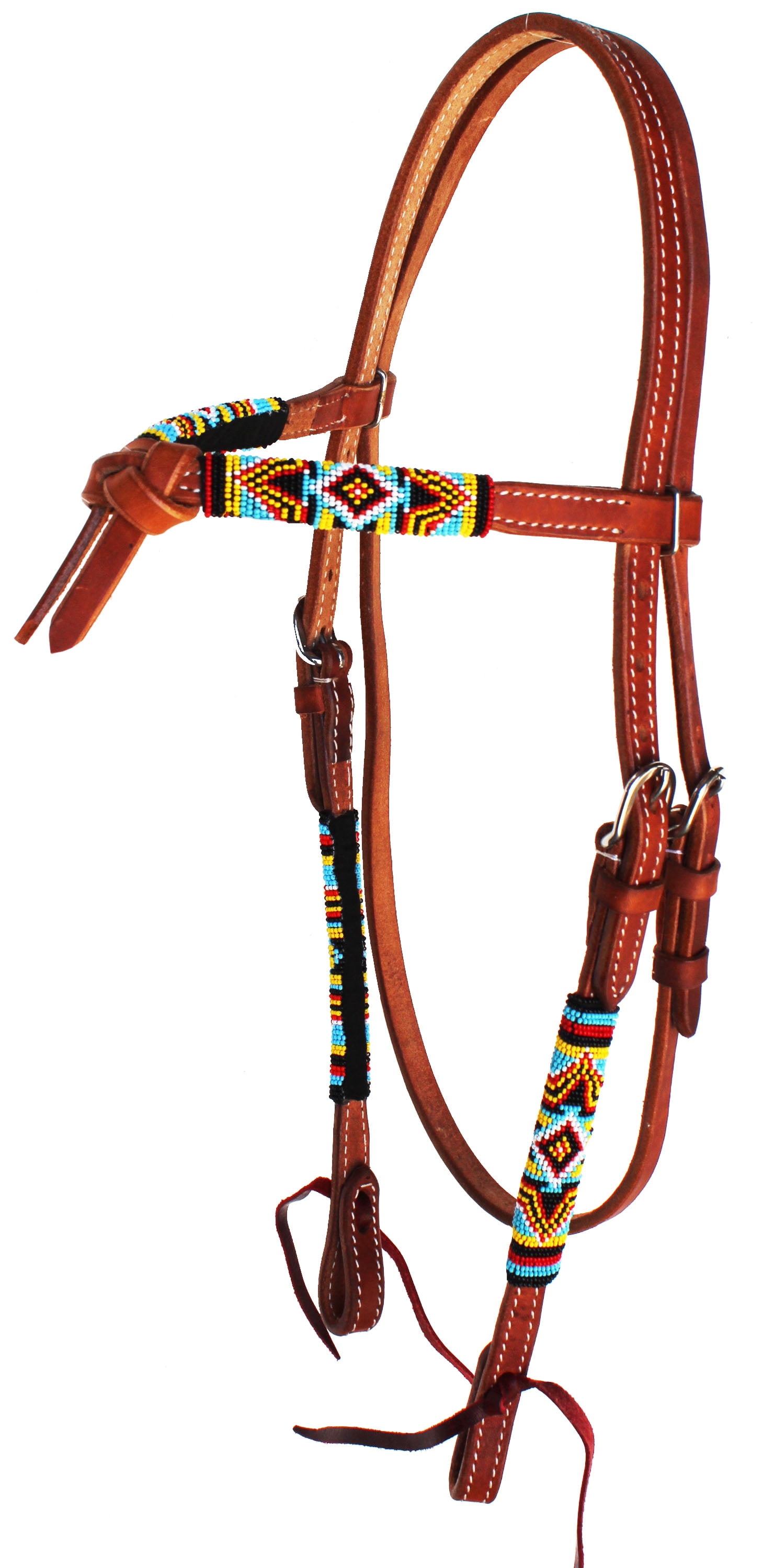 Horse Show Bridle Western Leather Headstall Beaded Overlay Knotted ...