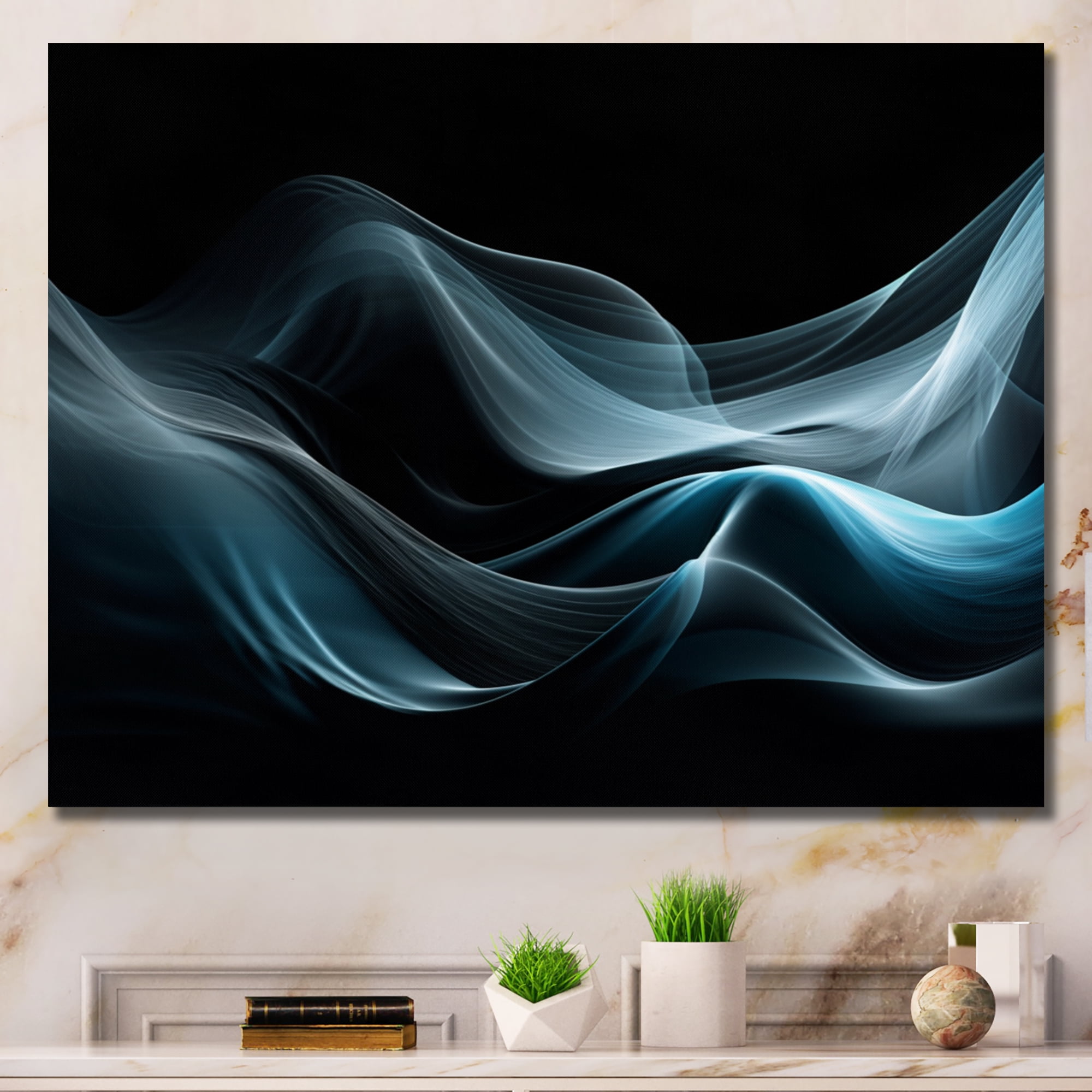 Click here for Designart Waves Wall Art  Reflective Abyss Blue An... prices
