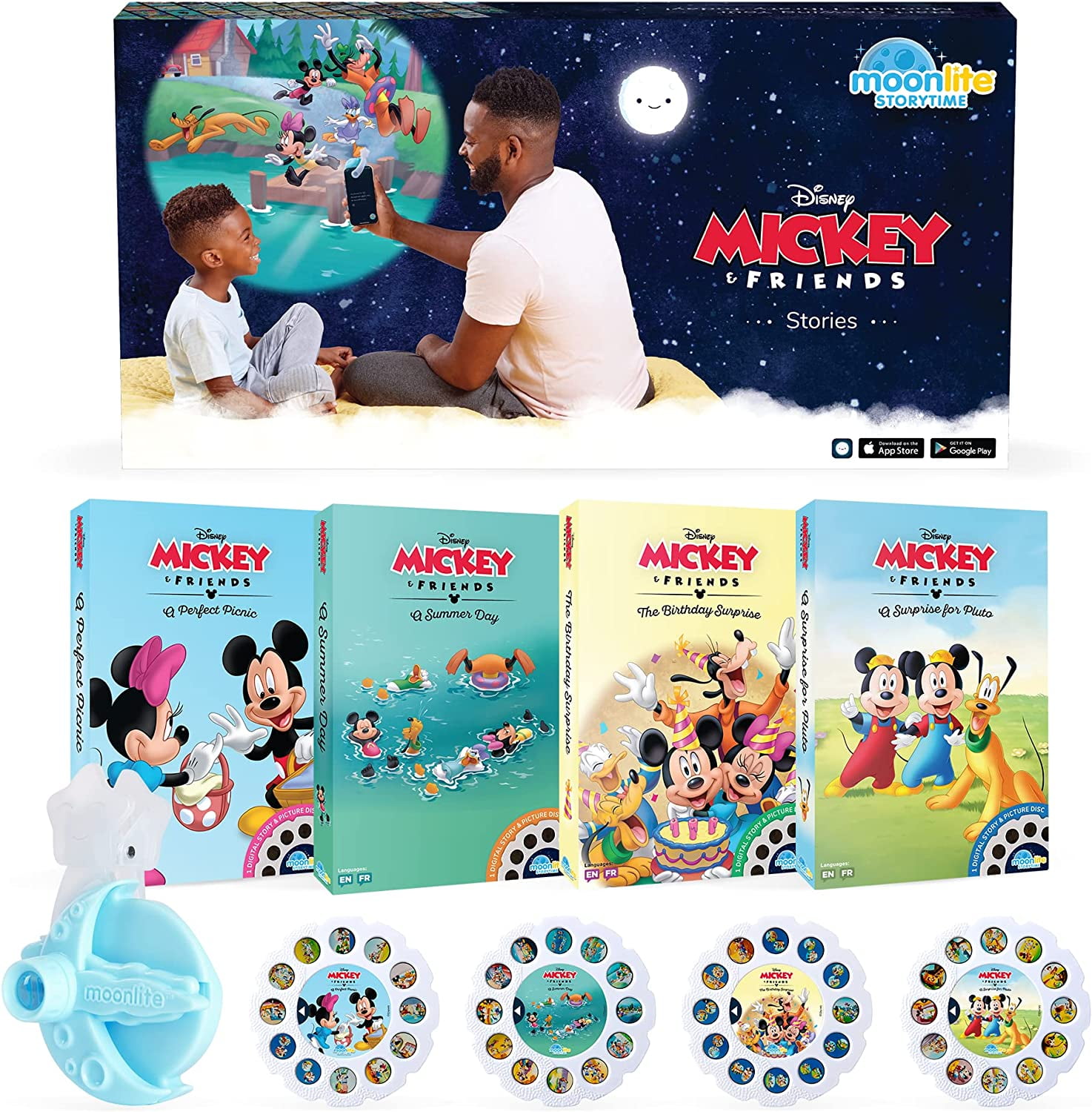 Moonlite Storytime Projector with 4 Mickey and Friends Stories, Early ...