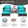 LeveLeve 5 Piece PE Wicker Rattan Balcony Furniture Set with Ottoman ...