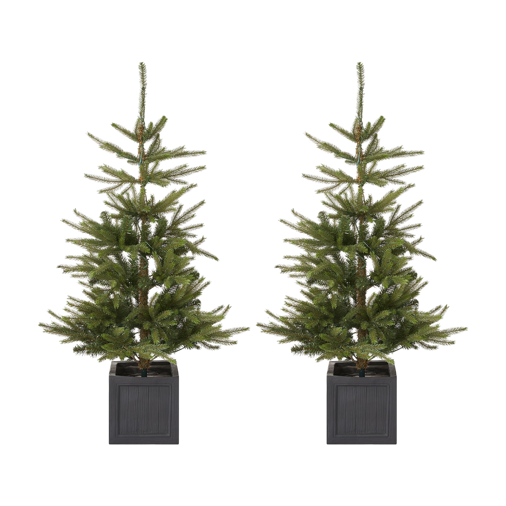 Fraiche Pre-Lit Porch Fir Tree 2-Piece Set, 487 realistic branch tips ...