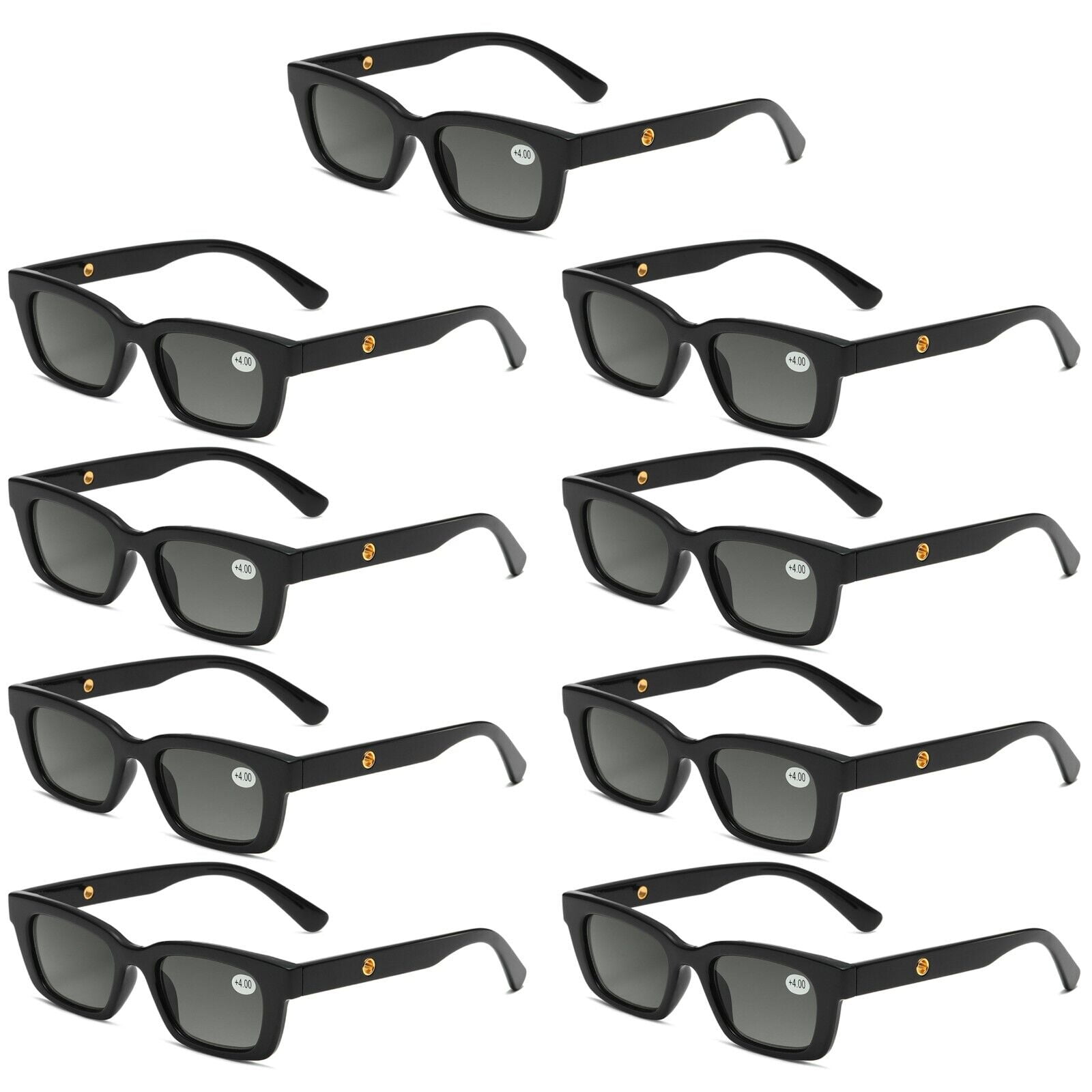 9 Pairs Mens Womens Reading Sunglasses Square Full Tinted Sun Readers ...