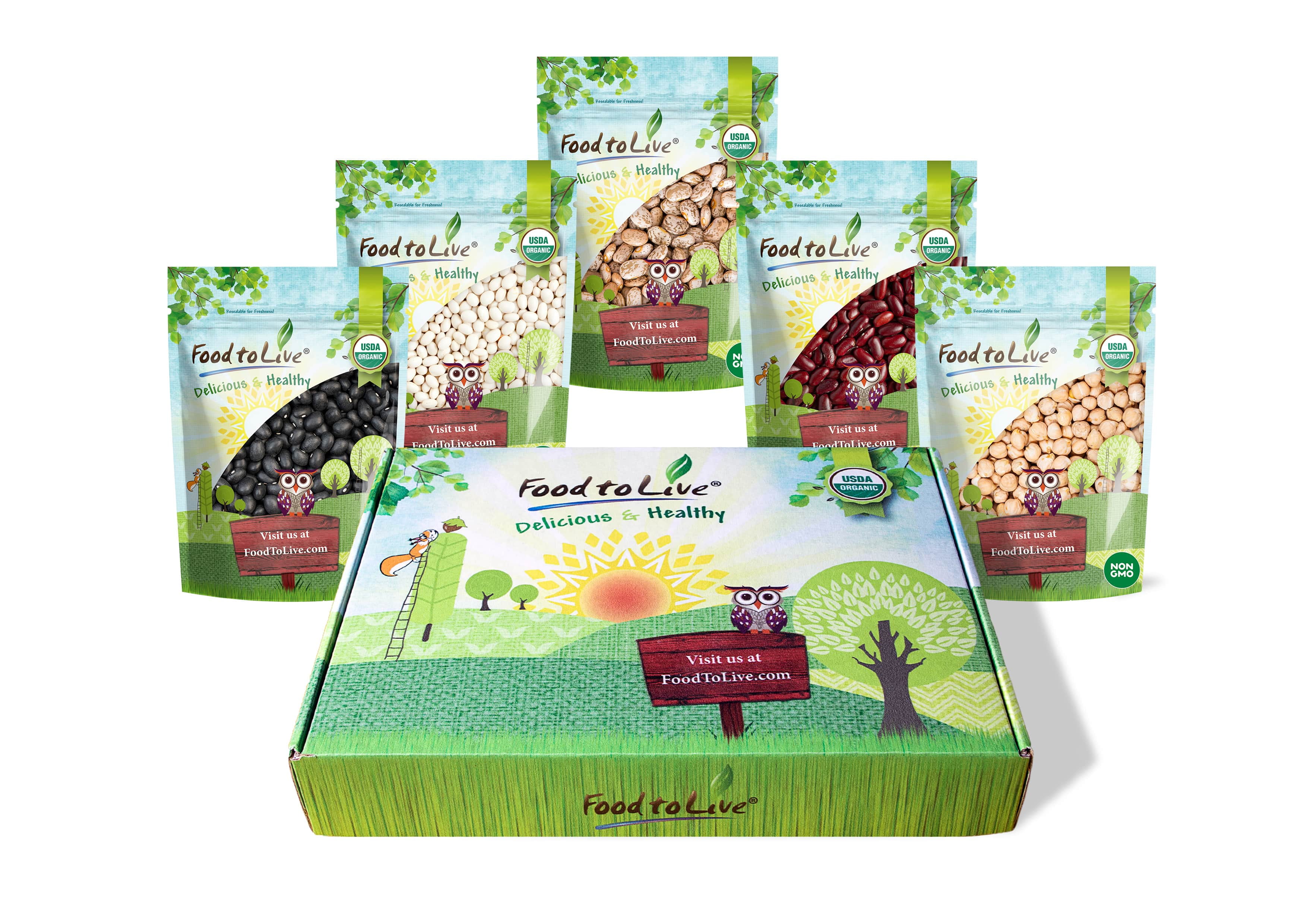 Organic Beans in a Gift Box - A Variety Pack of Pinto Beans, Dark Red ...