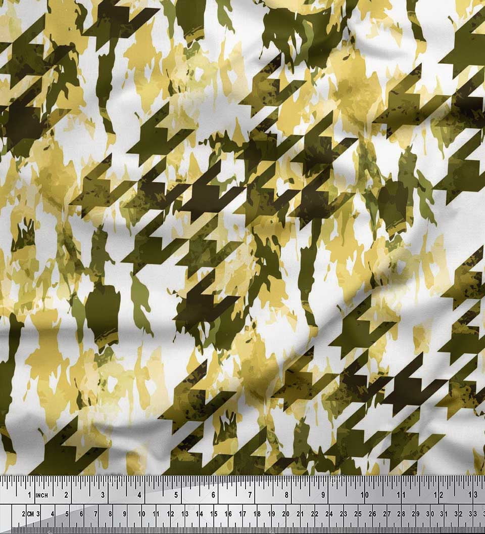 Soimoi Japan Crepe Satin Fabric Two Tone with White Camouflage Print ...