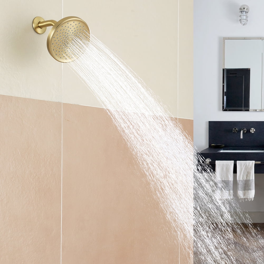 Topcobe 6-Inch Circular Large Rainfall Brushed Gold Shower Head, 360 ...