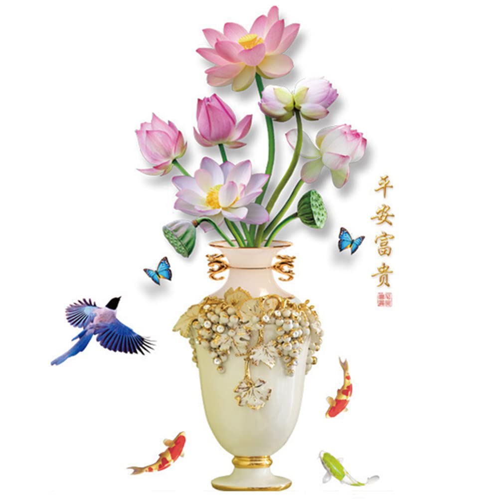 Juiluna 3D Vase Wall Stickers, Embossed Vase Colored Flower PVC Wall ...