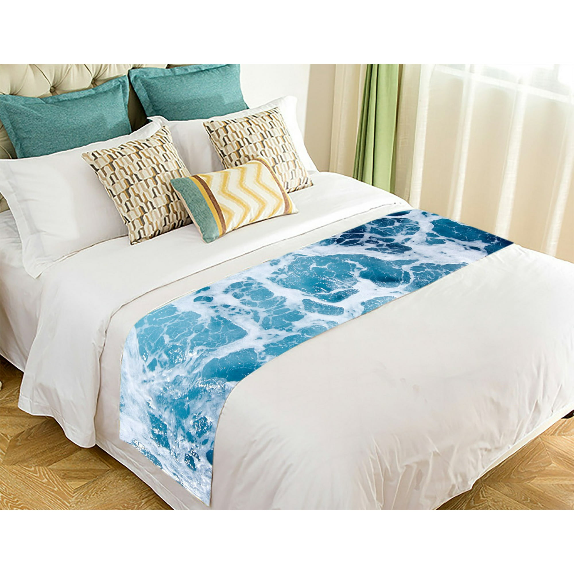 Click here for Erehome Foam On The Blue Sea Bed Runner Bed Scarf... prices