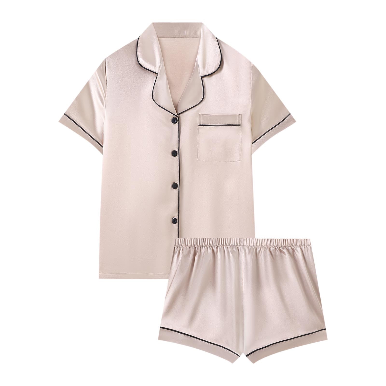 Click here for Meetotime Pajamas For Women Set Solid Color Short... prices