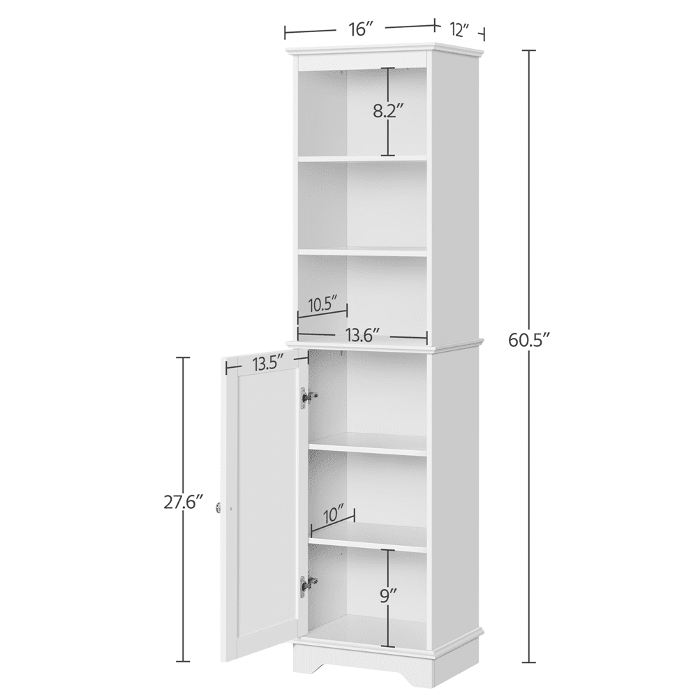 Renwick Tall Slim Storage Cabinet with Single Door and Open Renwick Tall Slim Storage Cabinet with Single Door and Open