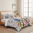78x90in Quilt Bedding Set, Spring Bird Nests Pink Flowers Lightweight ...