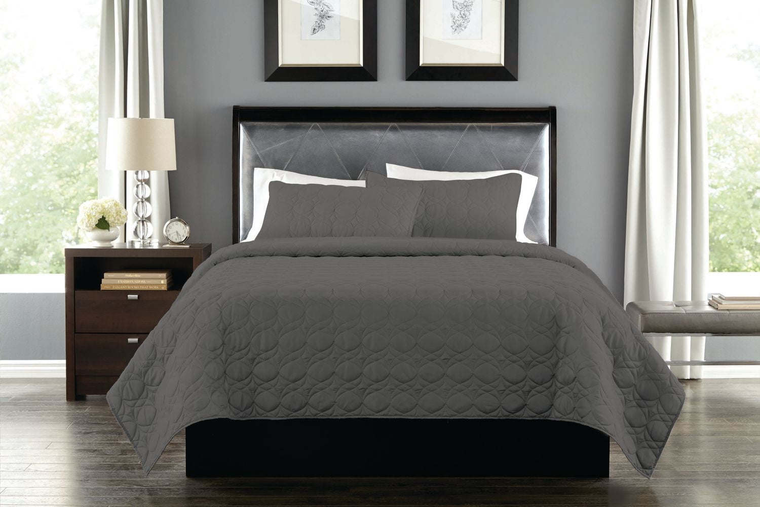 Springmaid 3 Piece Quilt Set, In Double/Queen and King, Solid Colours ...