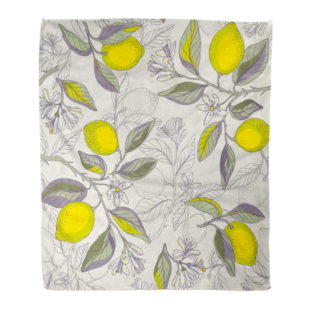 Sidonku Throw Blanket Warm Cozy Print Flannel Yellow Pattern Lemon