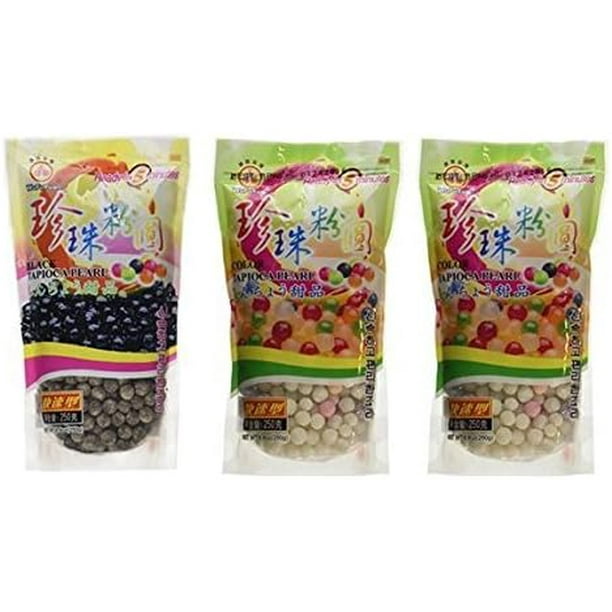 GFDYREE Wufuyuan Tapioca Pearls (1) Black 8.8 oz & (2) Colorful Pearls 8.8 oz - PACK OF 6 ...