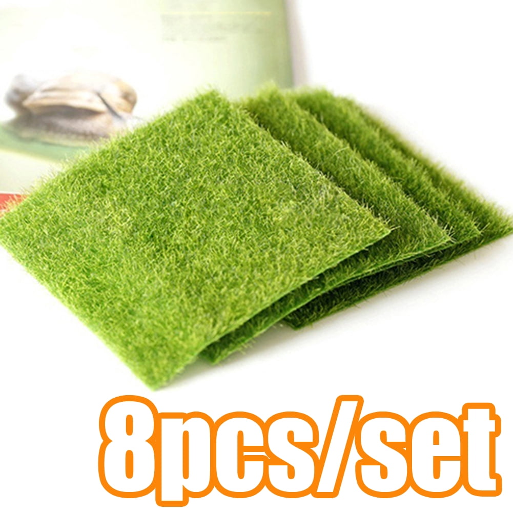 Travelwant 8Packs Artificial Garden Grass Lawn Life-Like Fairy ...