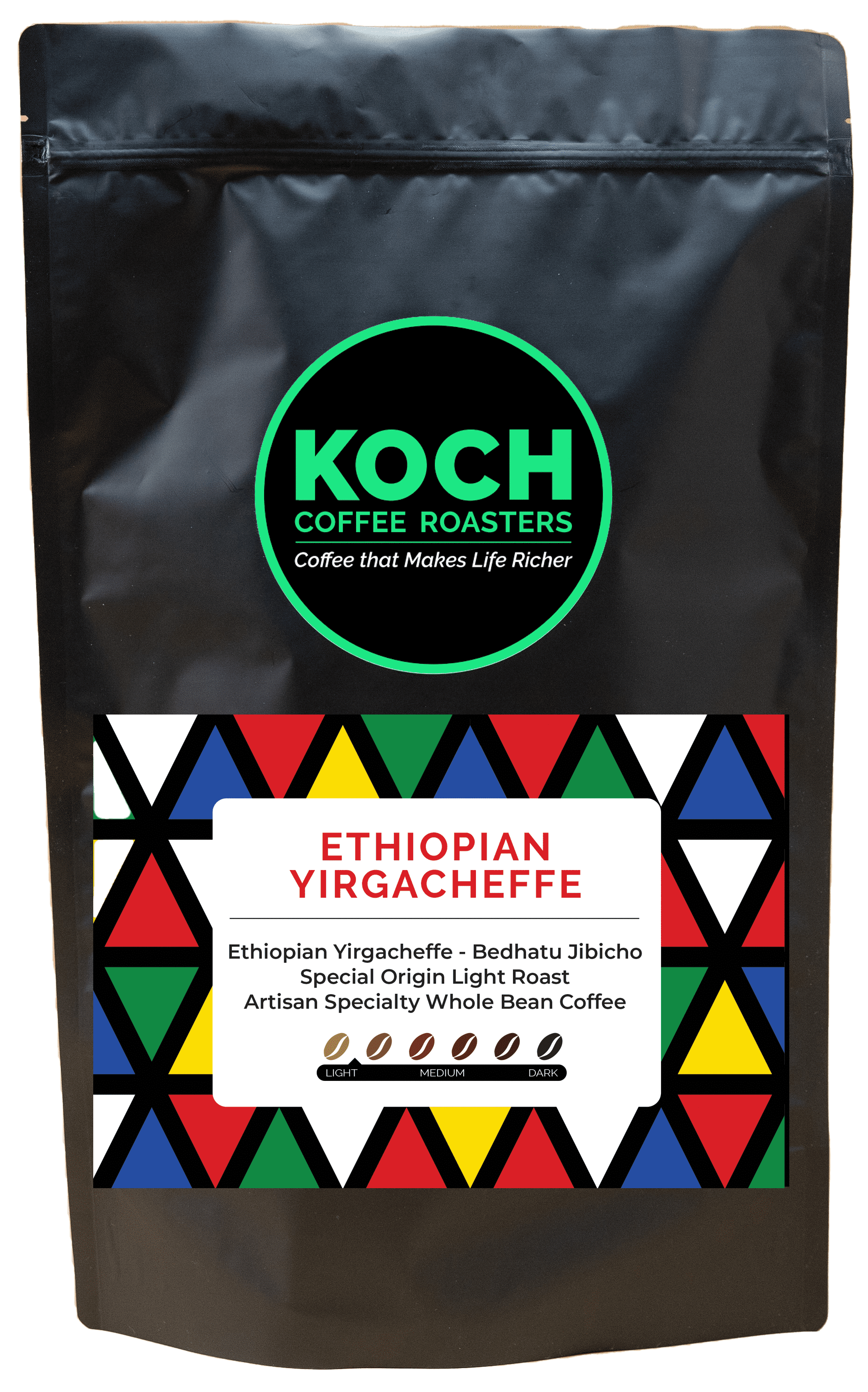 KOCH Coffee Roasters Ethiopian Yirgacheffe – Natural 5-lb, Light Roast Whole Bean Coffee, 80 oz ...
